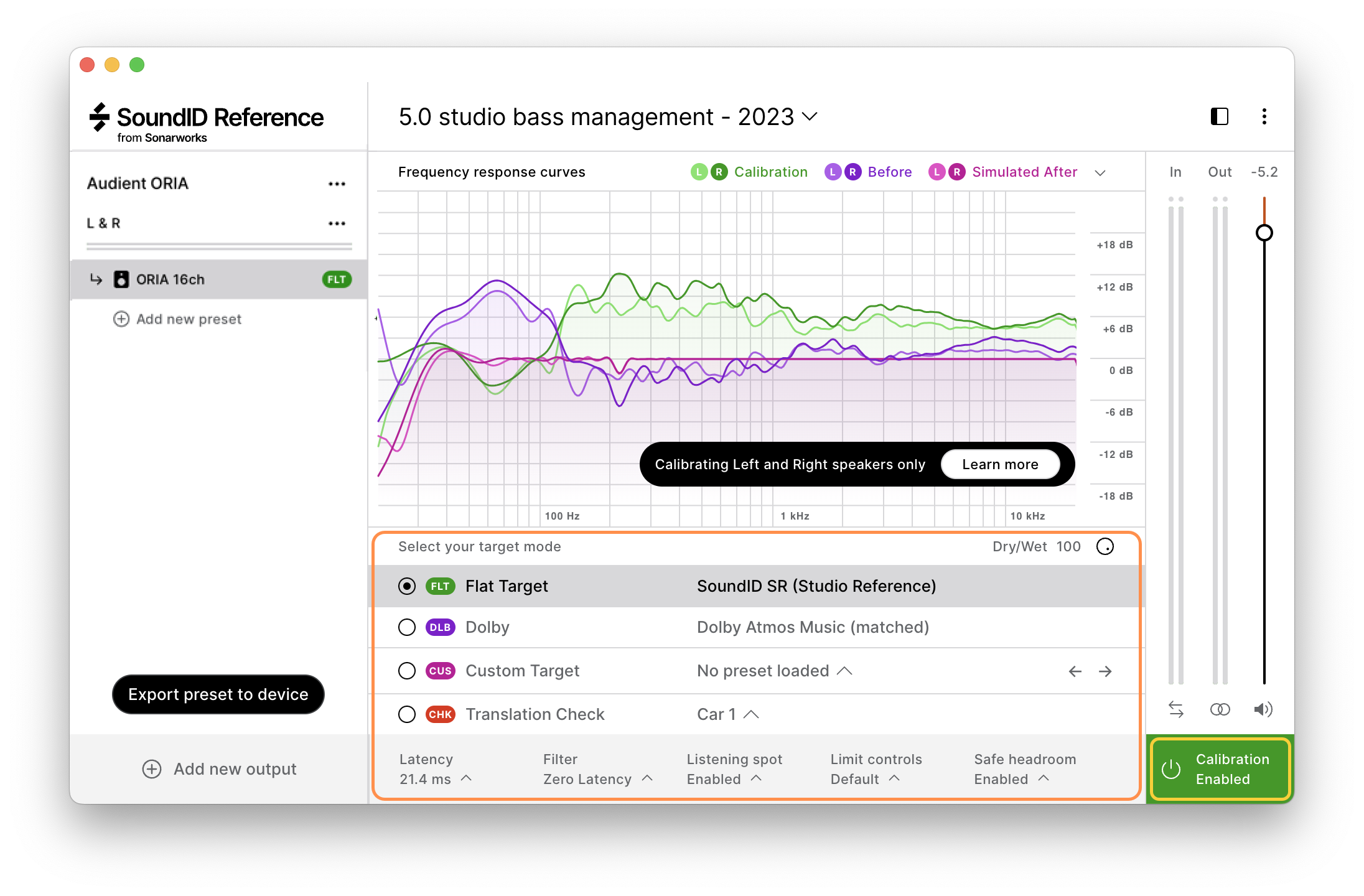 Applying calibration on integrated devices (profile export ...